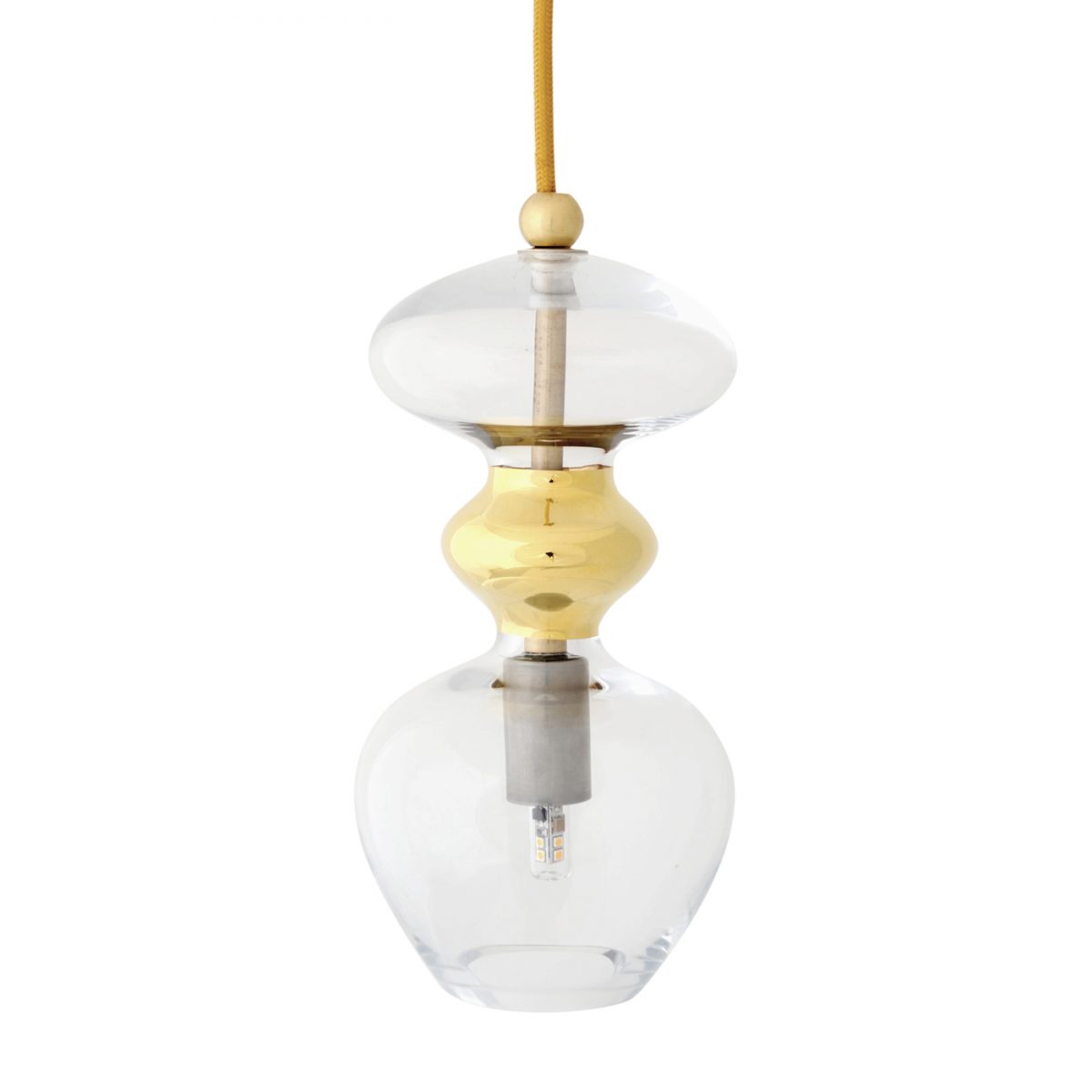 Horizon Pendant Lamp, Clear With Gold, 36cm | Haven Furniture