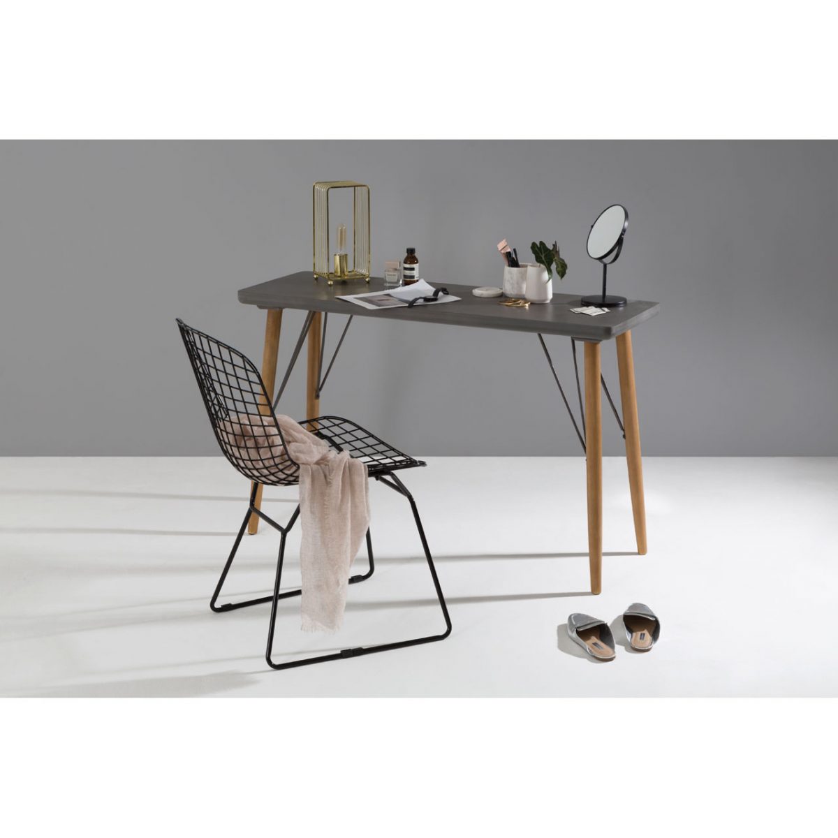 Black Metal Small Swivel Table Mirror | The Haven Home interiors