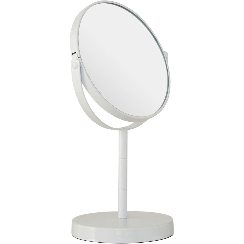 White Metal Small Swivel Table Mirror | The Haven Home interiors